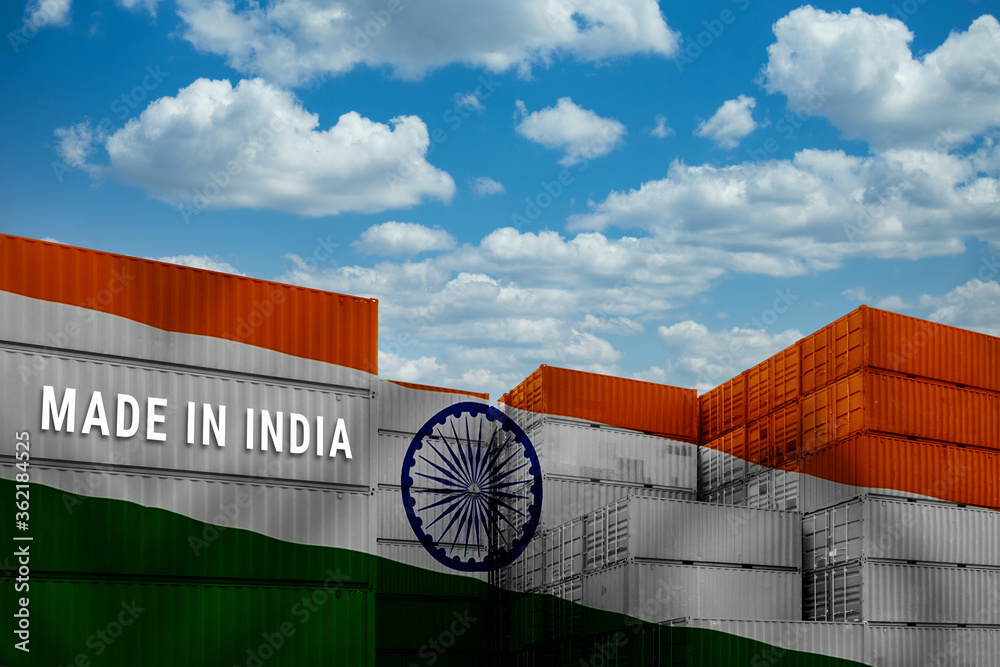 Trade war, Made in INDIA smart logistic concept. Shipping Cargo ...