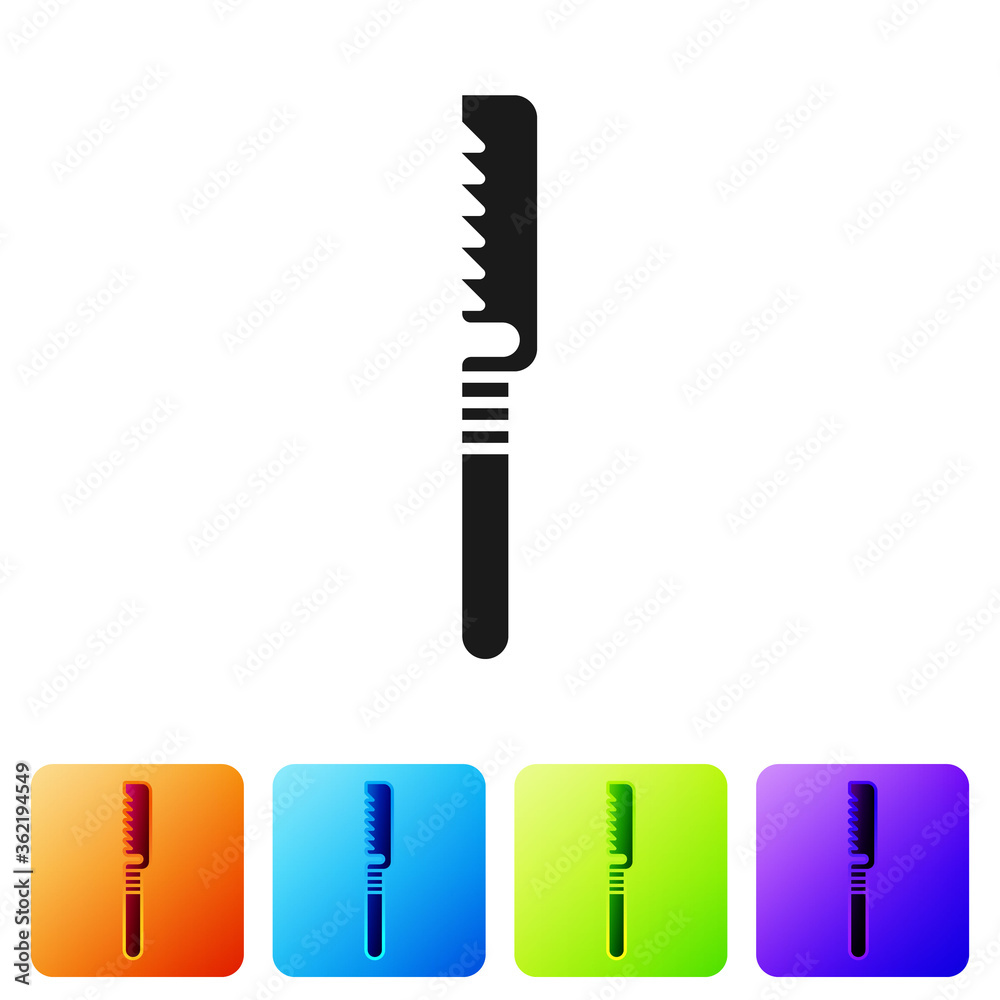 Black Medical saw icon isolated on white background. Surgical saw ...