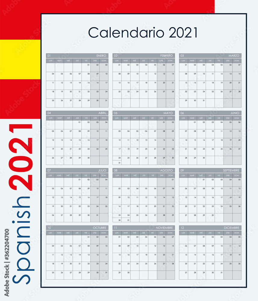 Calendar 2021. Wall planner with free space for notes. Vertical layout ...