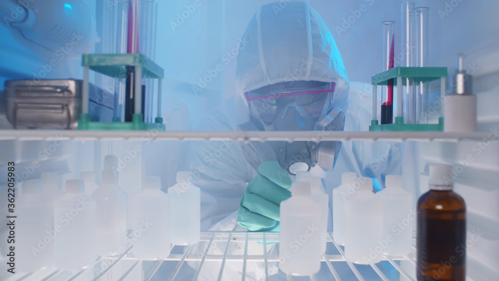 Science worker research at medical lab using refrigerator Stock Photo ...