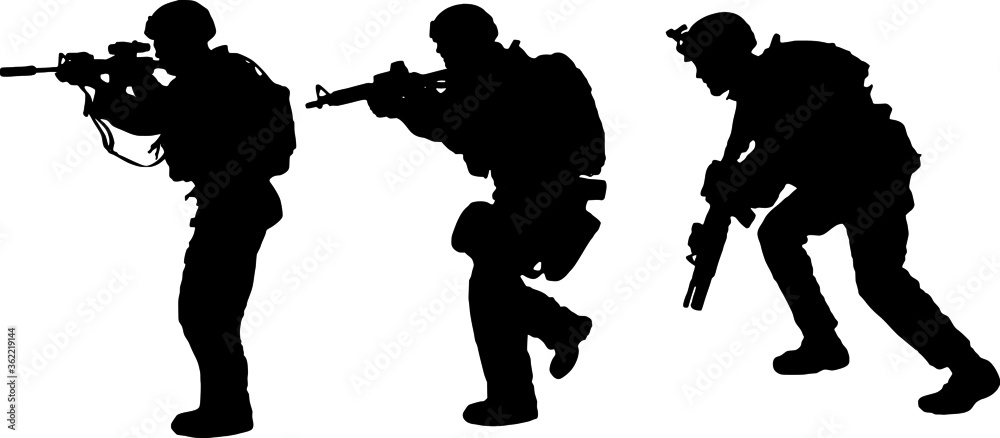 Swat forces / silhouette vector Stock Vector | Adobe Stock
