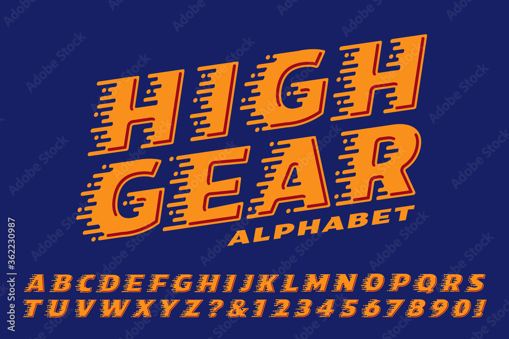 An Alphabet with Horizontal Streak Lines Indicating Movement, Speed, or ...