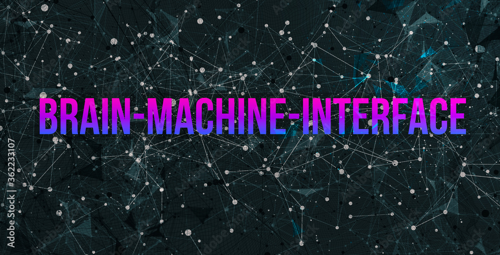 Brain-Machine-Interface theme with abstract network lines and patterns ...