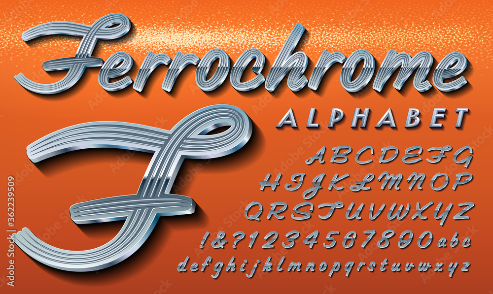 Ferrochrome is a Classic Retro Automotive Style Script Alphabet ...