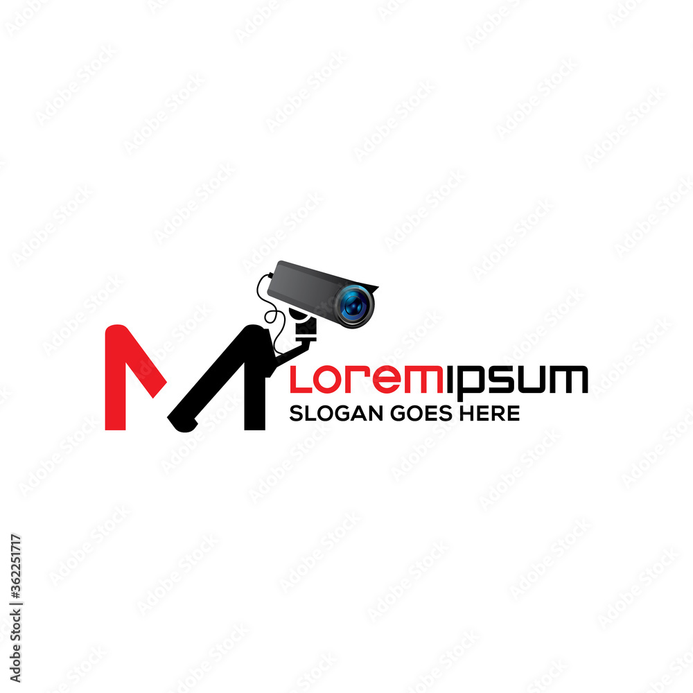 Creative M letter CCTV camera logo design template, Realistic CCTV logo ...