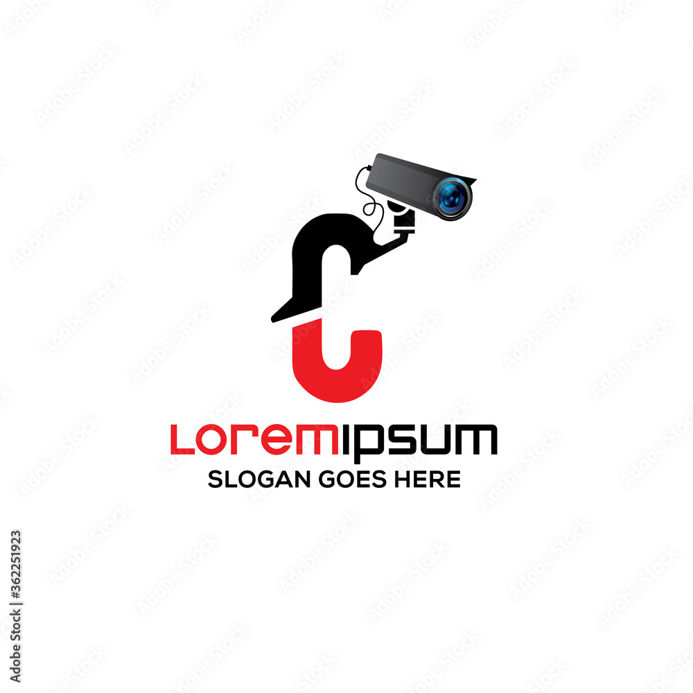 Creative C letter CCTV camera logo design template, Realistic CCTV logo ...