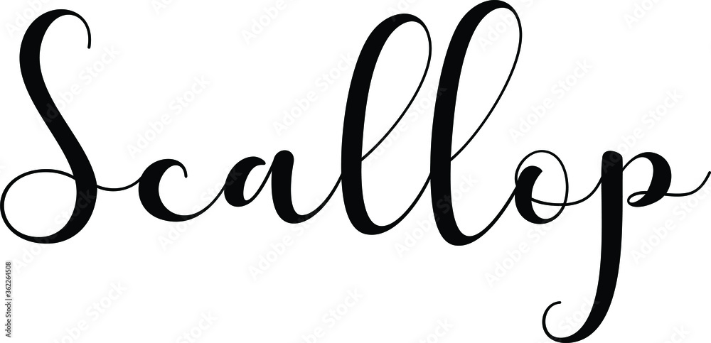 Scallop text. Only one single word. Printable graphic tee. Design ...