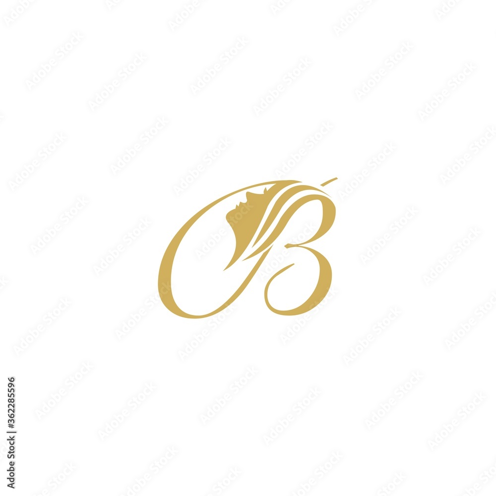 Calligraphic letter B logo with beautiful woman logo vector Stock ...