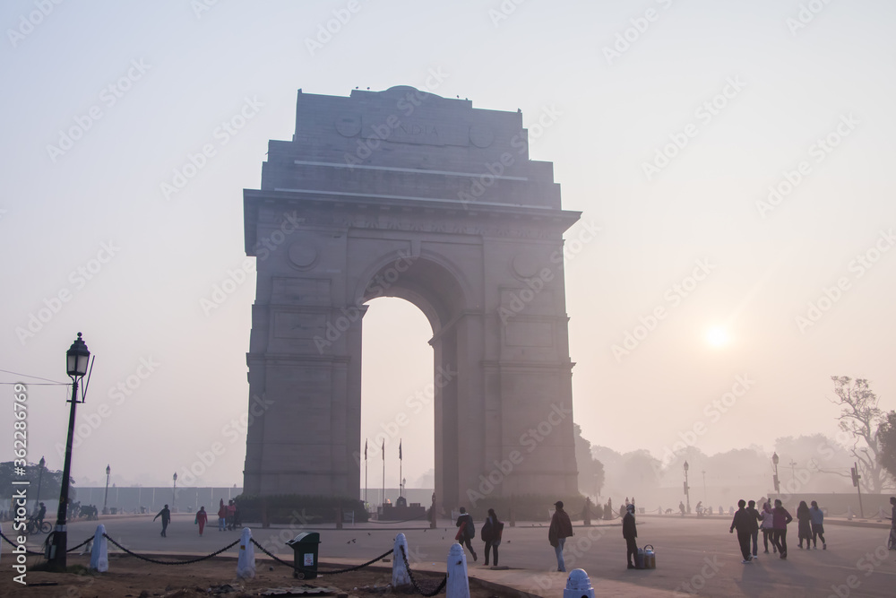 Image of India gate captured early morning Stock Photo | Adobe Stock