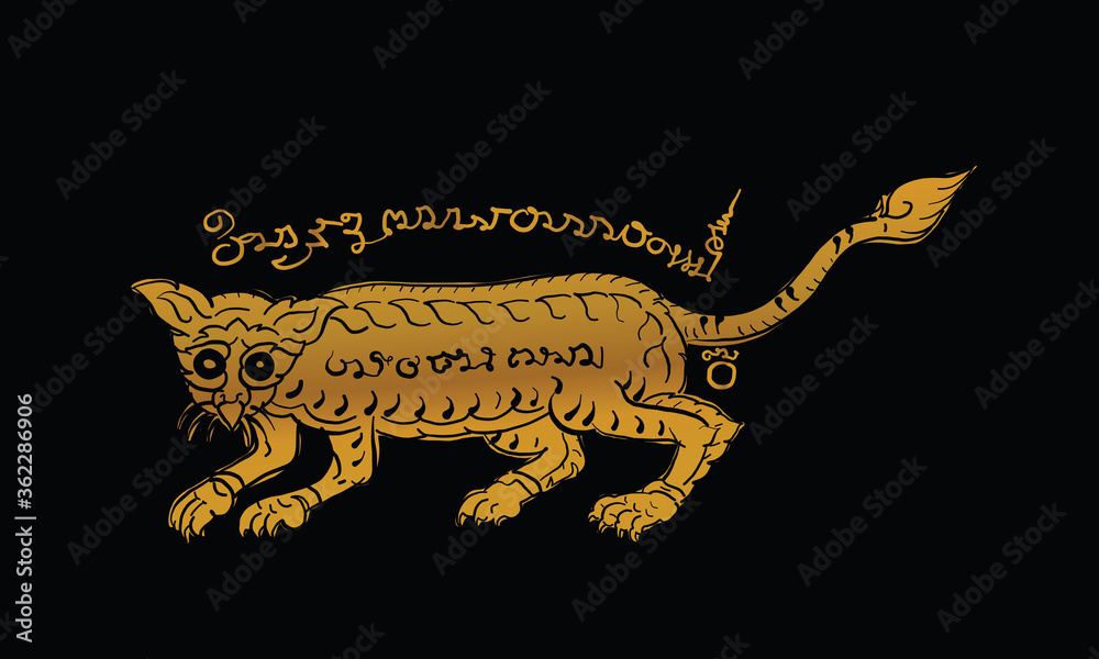 Animal in Thai traditional tattoo, Thai traditional painting in temple ...