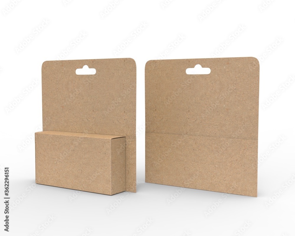 Hanging white blank cardboard packaging box with hang tab retail box ...