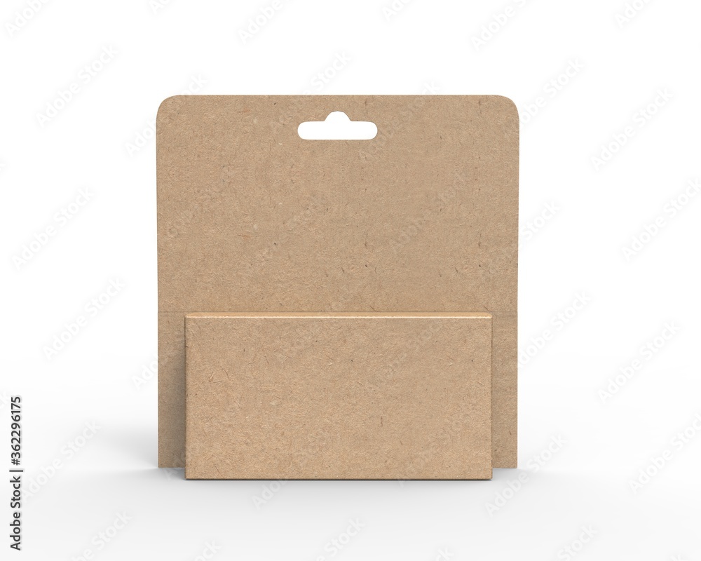 Hanging white blank cardboard packaging box with hang tab retail box ...