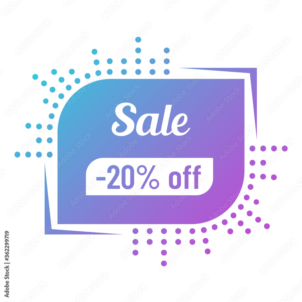 20 percent off sale discount on modern vector shape with color ...