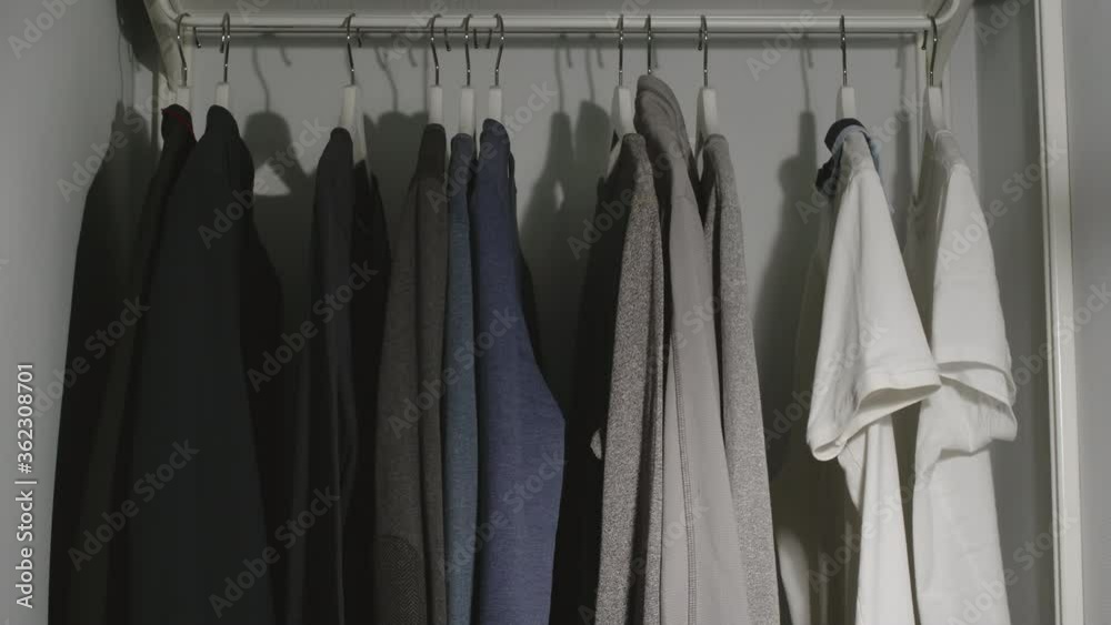 Clothes disappearing from a wardrobe at home. Stop Motion animation ...