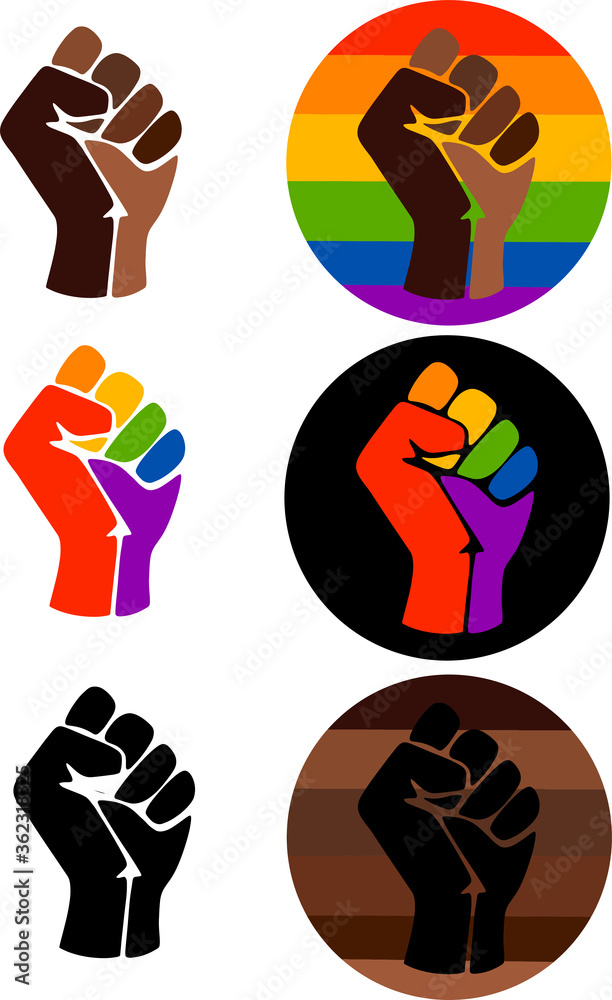 Symbol of the LGBT community, a fist in a rainbow circle. Symbols of ...