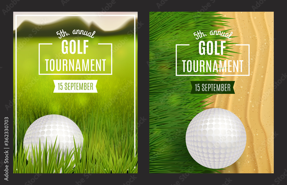 Golf tournament poster templates. Flyer design. Vector illustration ...