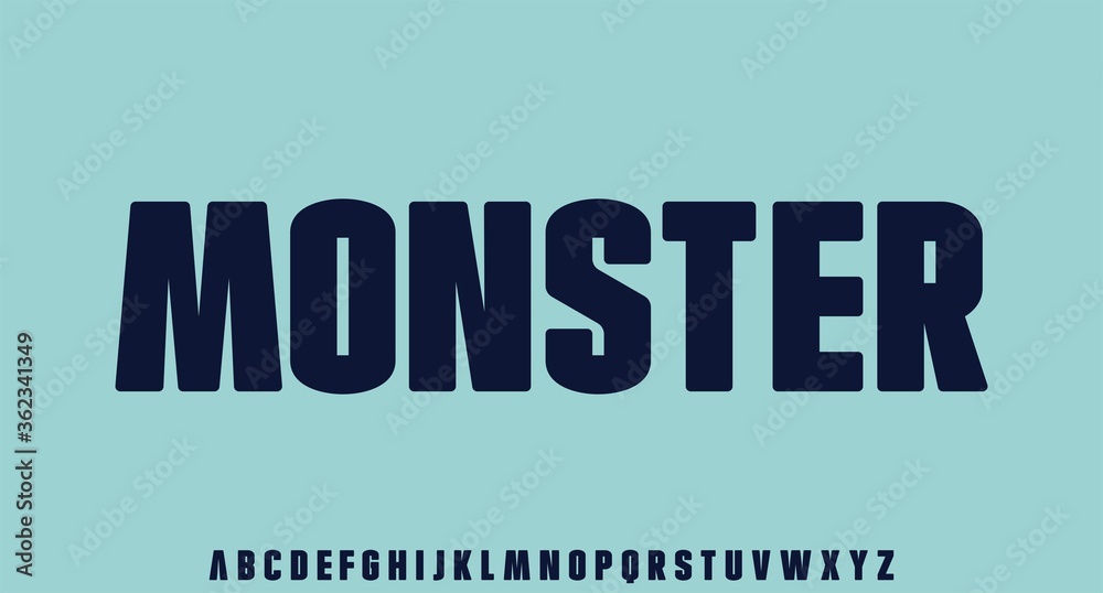 monster, Bold condensed rounded corner Fun font Stock Vector | Adobe Stock