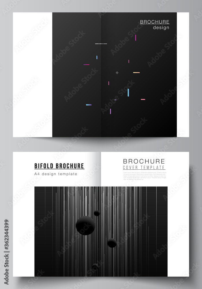 Vector layout of two A4 format cover mockups design templates for ...
