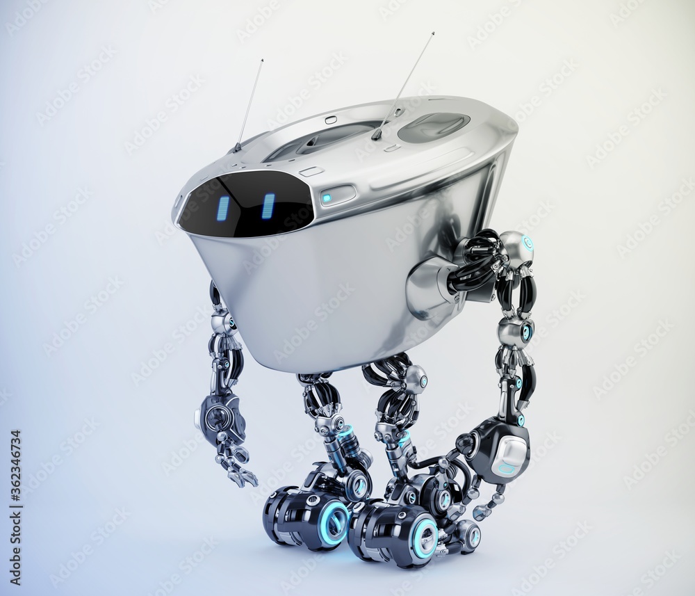 Kilo bot, futuristic robot with tubby body, 3d rendering in side pose ...