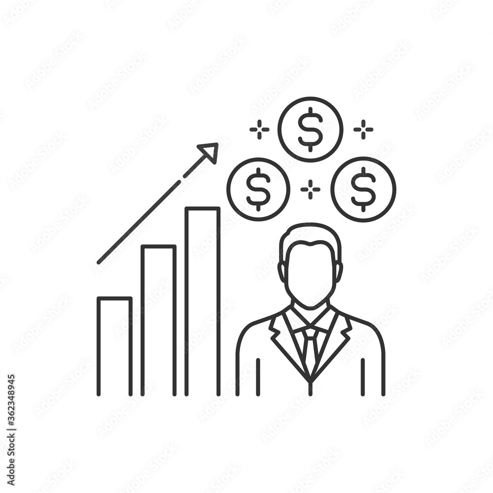 Investor black line icon. Financial consulting, investment and savings ...