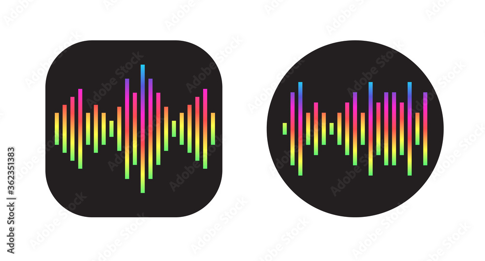 Two Icons Design with Waves of the equalizer. EQ Vector Illustration ...