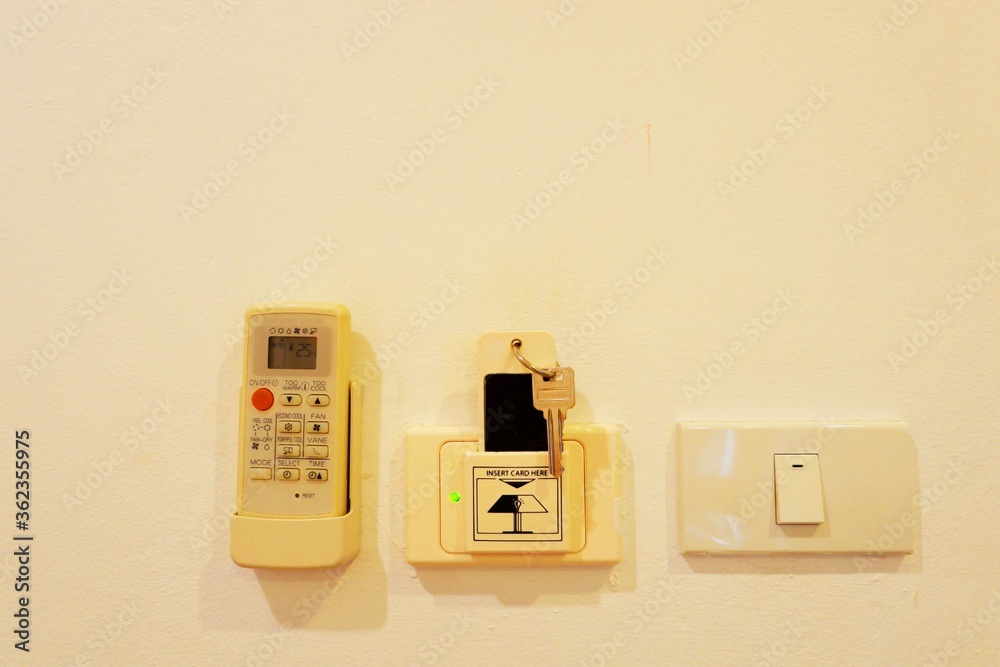 Remote control of air conditioner,key card,Switches Installed on the ...