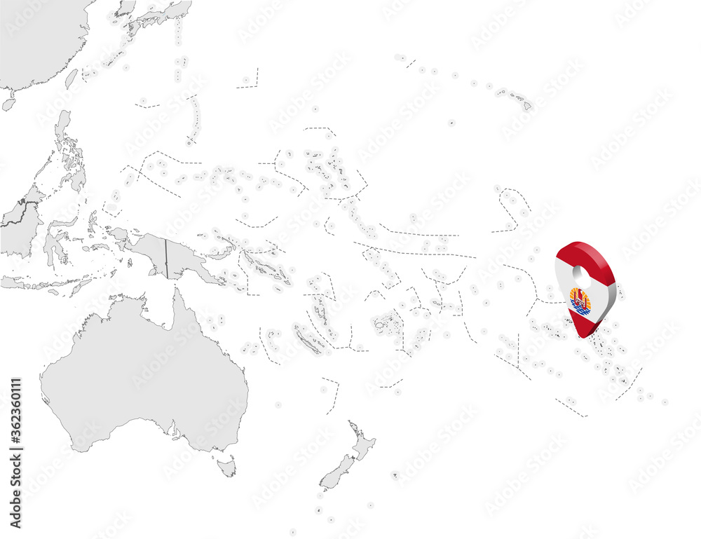 Location Map of French Polynesia on map Oceania and Australia. 3d ...