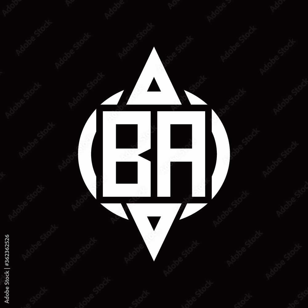 BA Logo with circle rounded combine triangle top and bottom side design ...