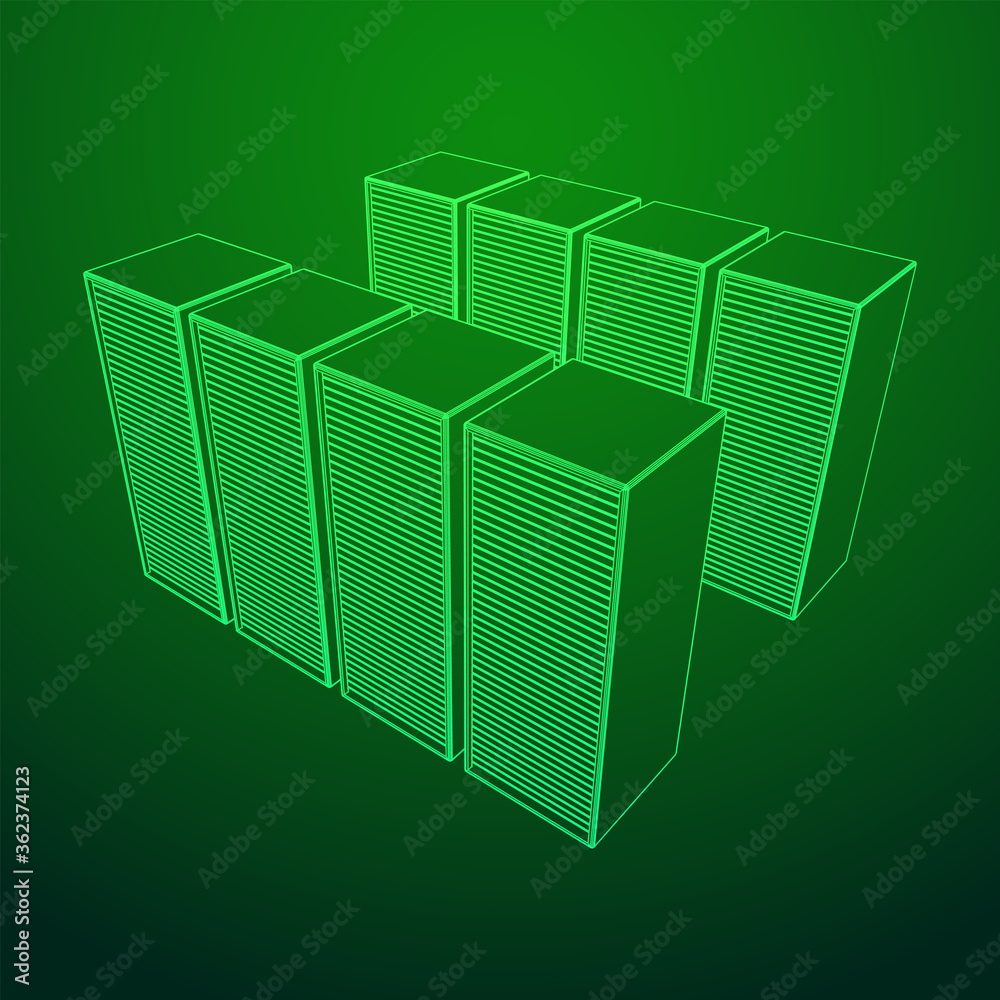 Data center storage room object. Hardware equipment telecommunication ...