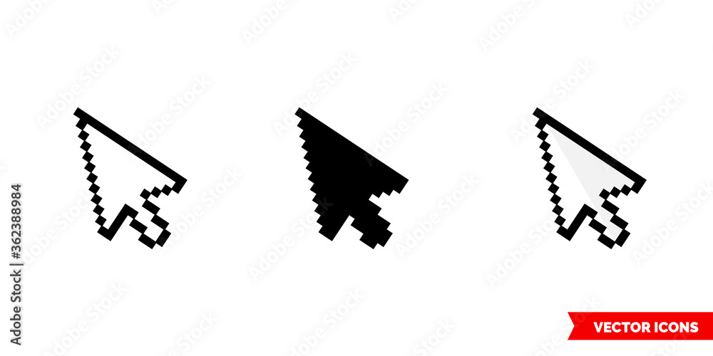 Pixel cursor icon of 3 types. Isolated vector sign symbol. Stock Vector ...