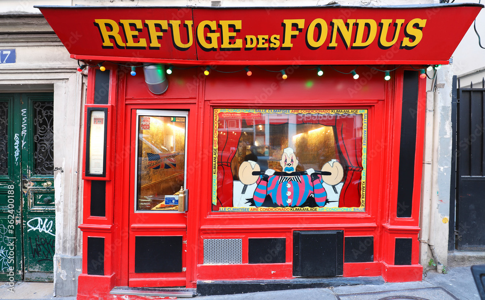 Paris, France-March 06, 2019 : the traditional French restaurant Refuge ...