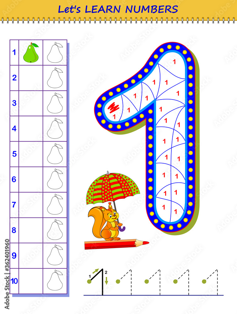 Let's learn numbers. Educational game for children. Printable worksheet ...