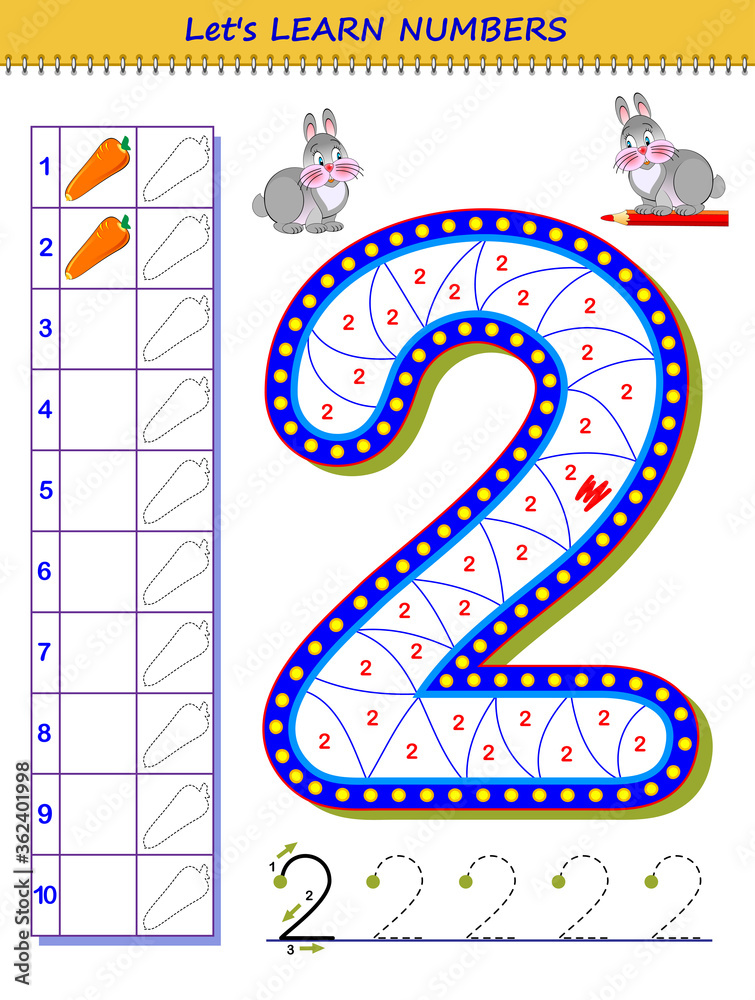 Let's learn numbers. Educational game for children. Printable worksheet ...