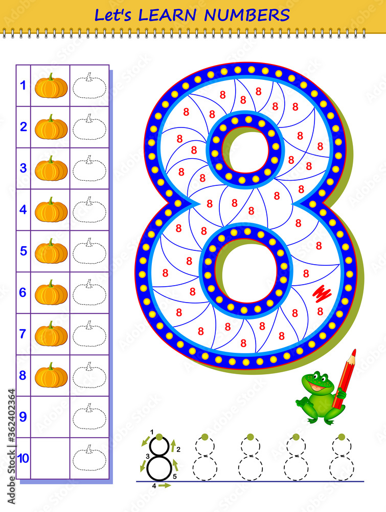 Let's learn numbers. Educational game for children. Printable worksheet ...
