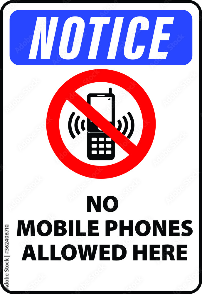 No mobile phones zone sign Stock Vector | Adobe Stock
