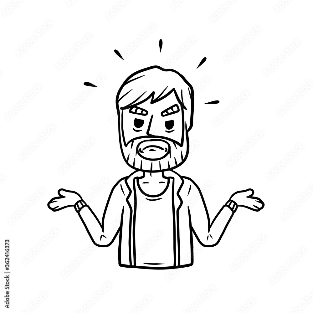 Disgruntled man threw up his hands. Sad character. sorrowful guy ...