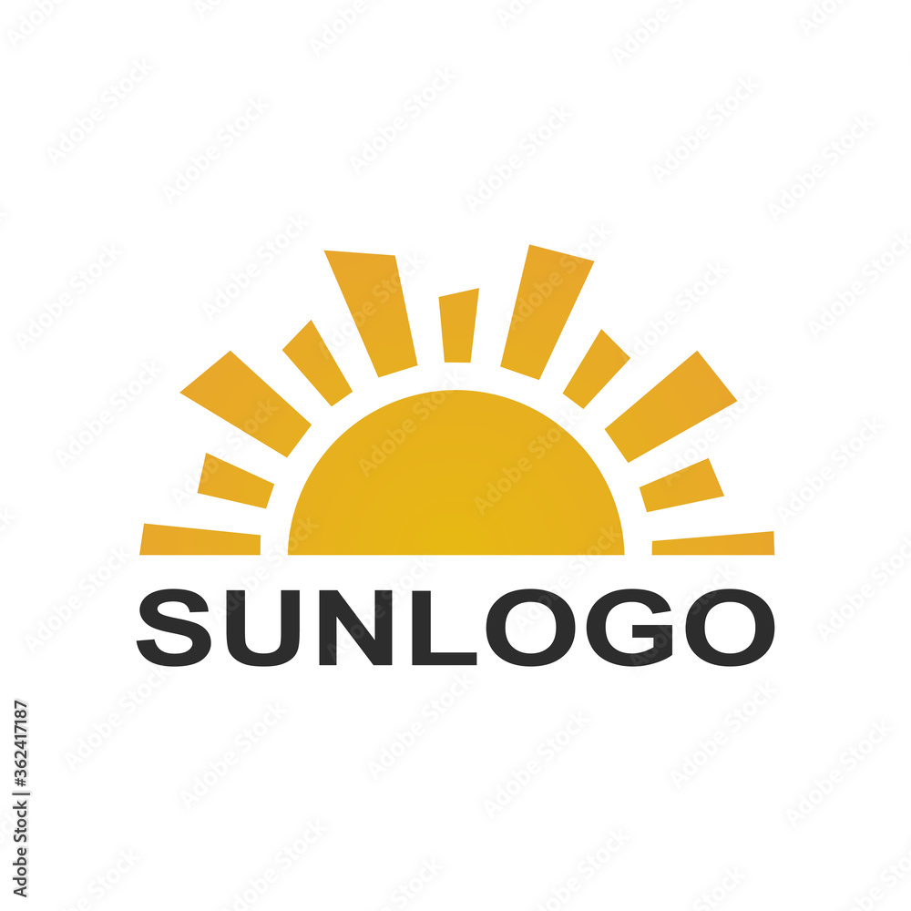 Sun logo design template. Orange sun logo for your company. Vector ...
