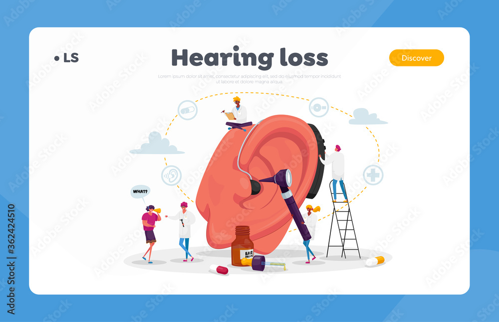Deafness Landing Page Template. Deaf People with Hear Problems Visiting ...