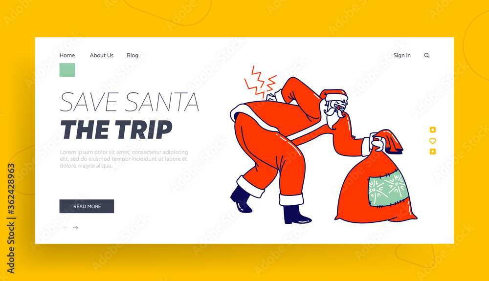 Sick Santa Suffering of Radiculitis Landing Page Template. Claus ...