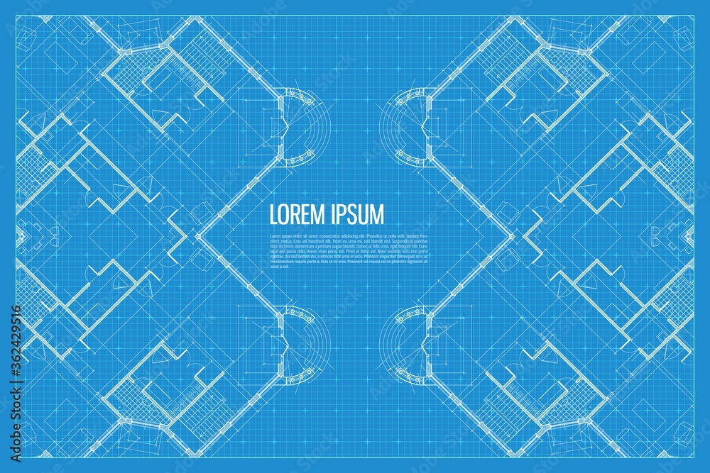 Architectural background. Blue print of building. Technical draw ...