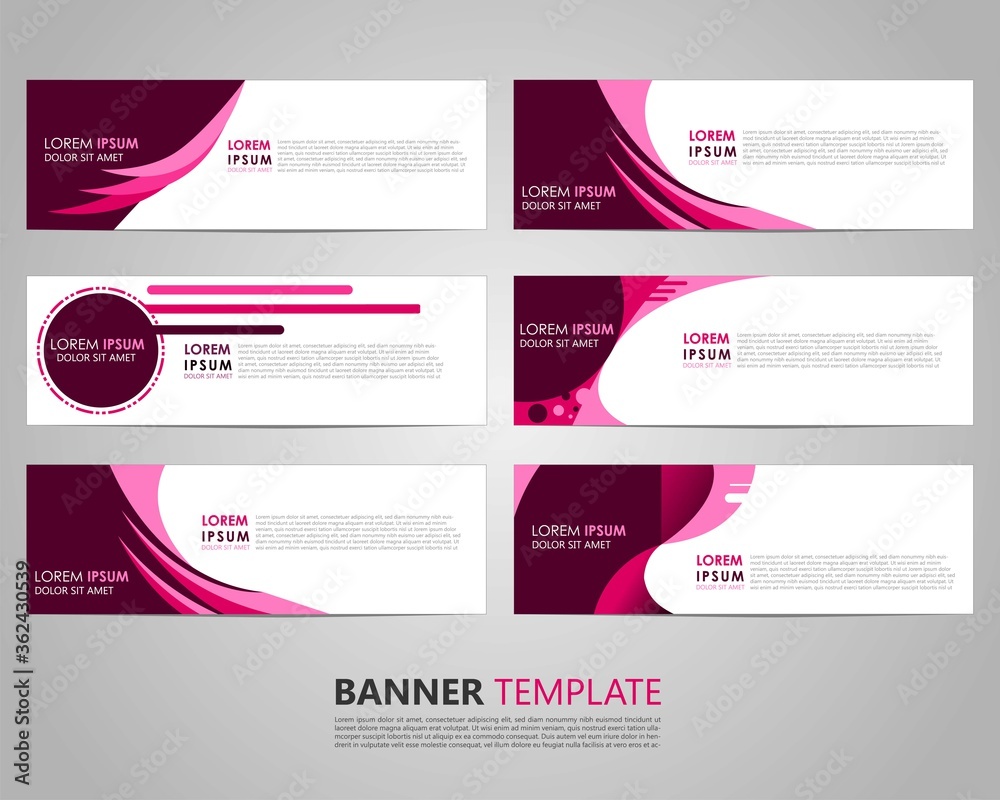 Set six Business Vector abstract pink banner design template ...