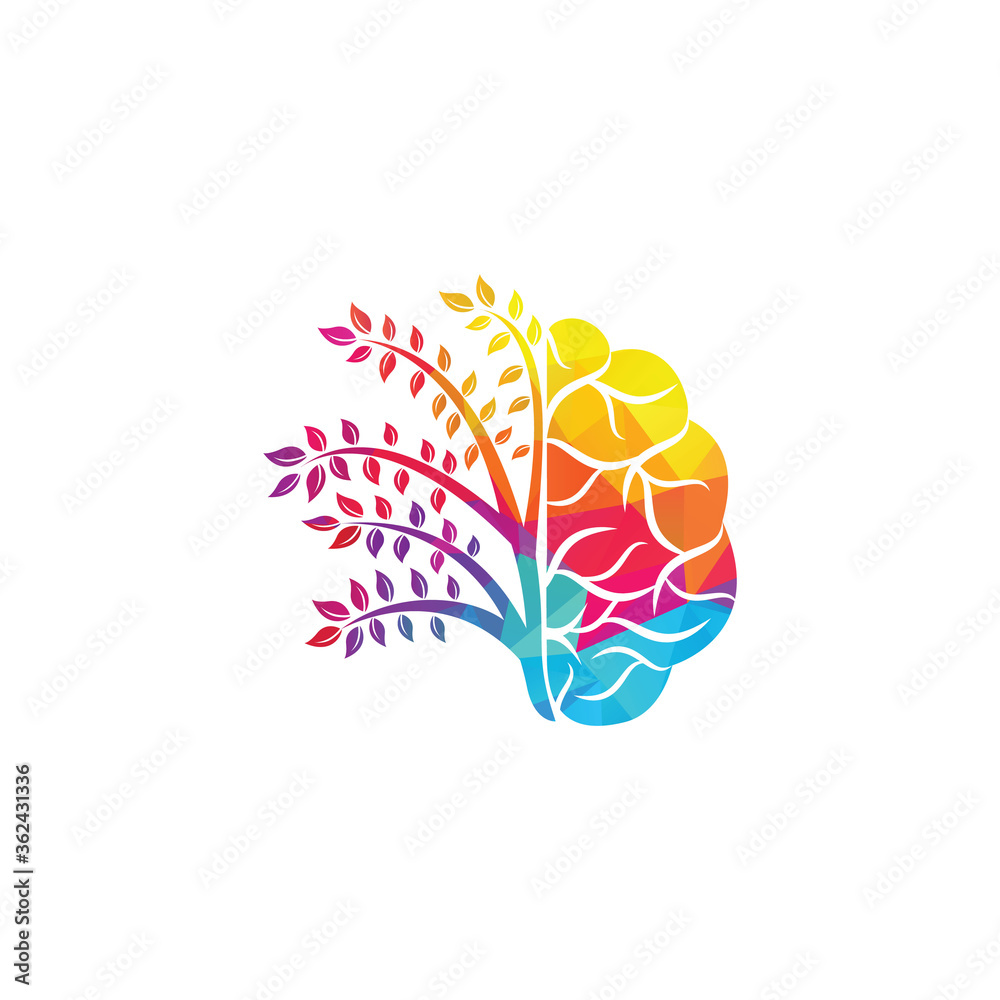 Modern brain tree logo design. Think green label. Stock Vector | Adobe ...