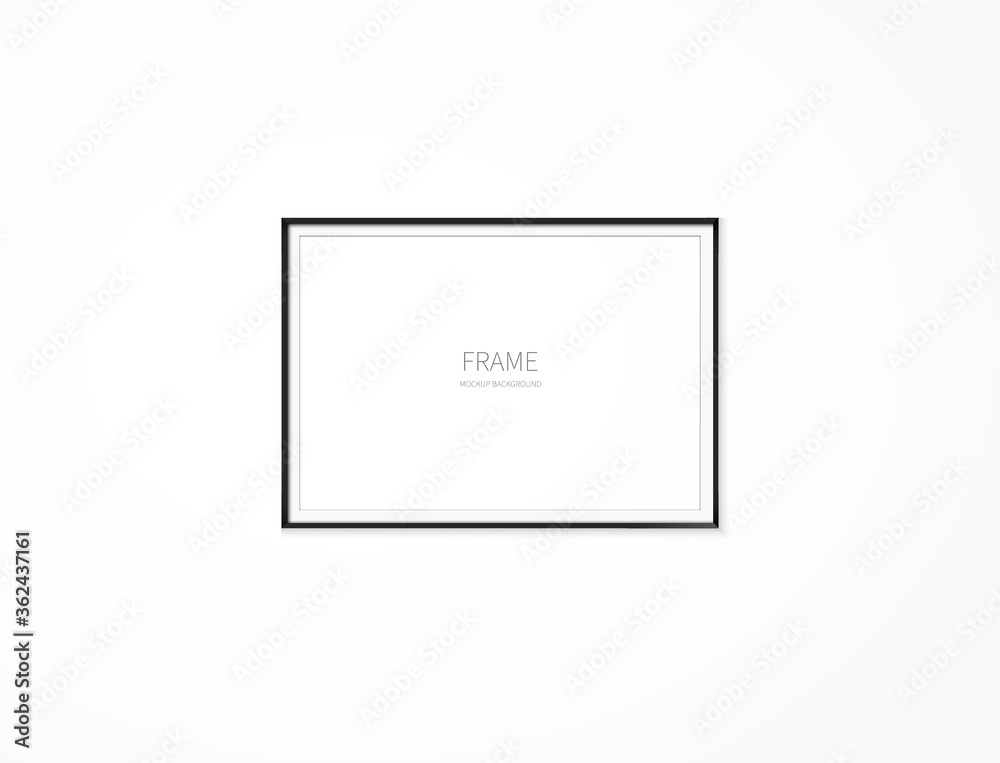 black realistic square empty picture frame on transparent background ...