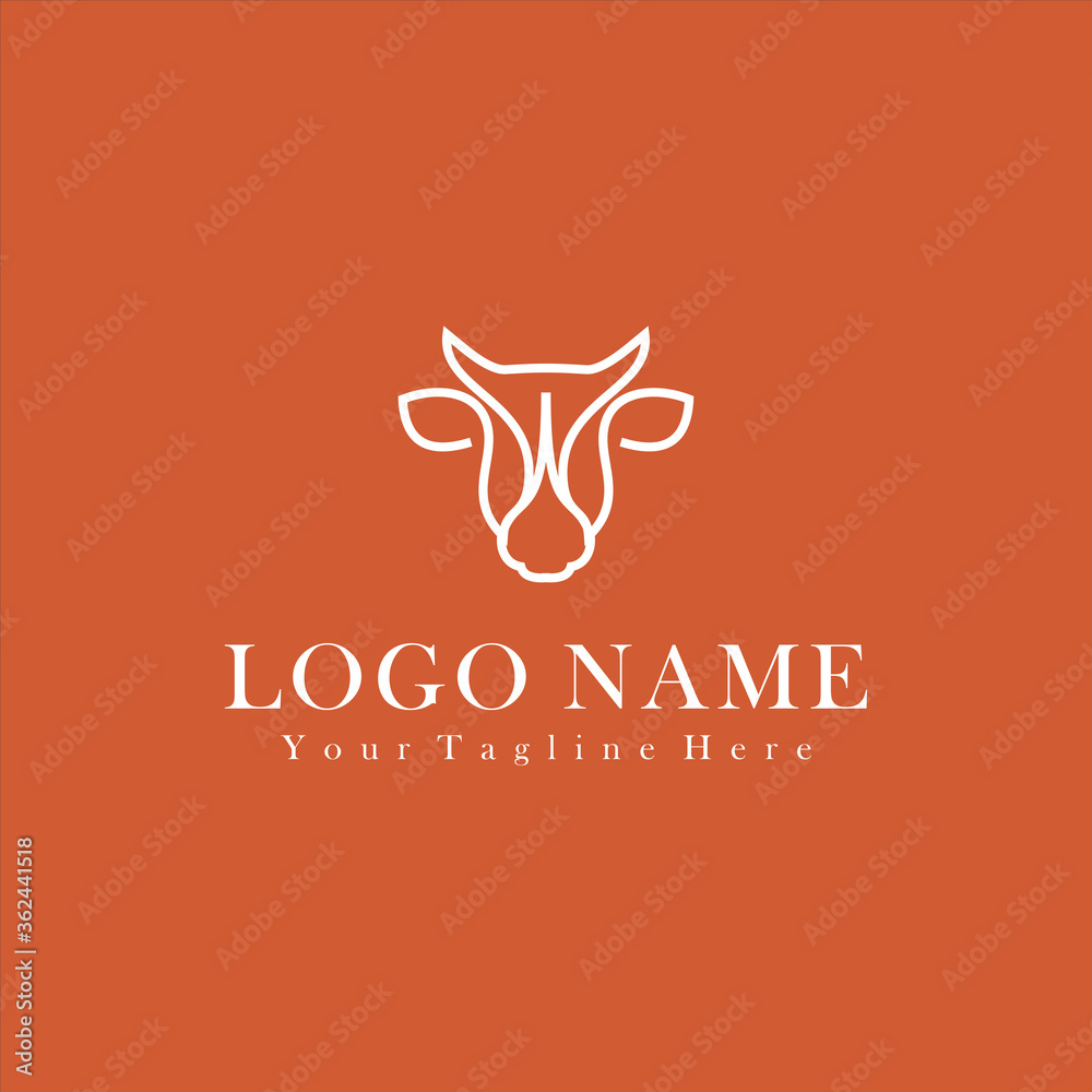Vector image of an cow head, Cow flat icon. Single high quality outline ...