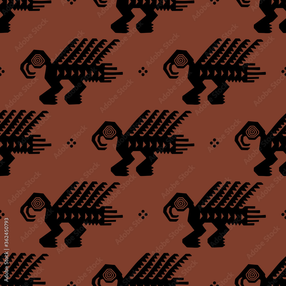 Seamless animal pattern with stylized birds. Ancient Peruvian ethnic ...