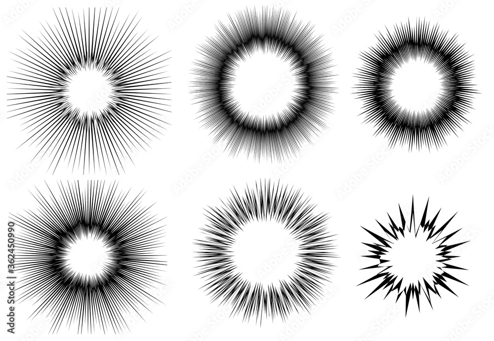 Vector illustration of a set of round shapes cartoon, manga, comics ...