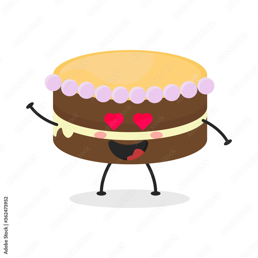 Cute flat cartoon birthday cake illustration. Vector illustration of ...