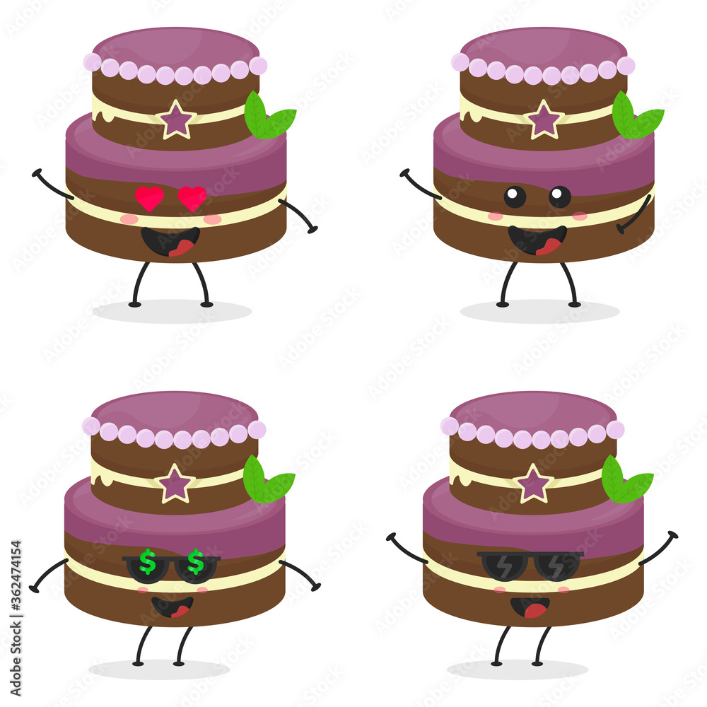 Cute flat cartoon birthday cake illustration. Vector illustration of ...