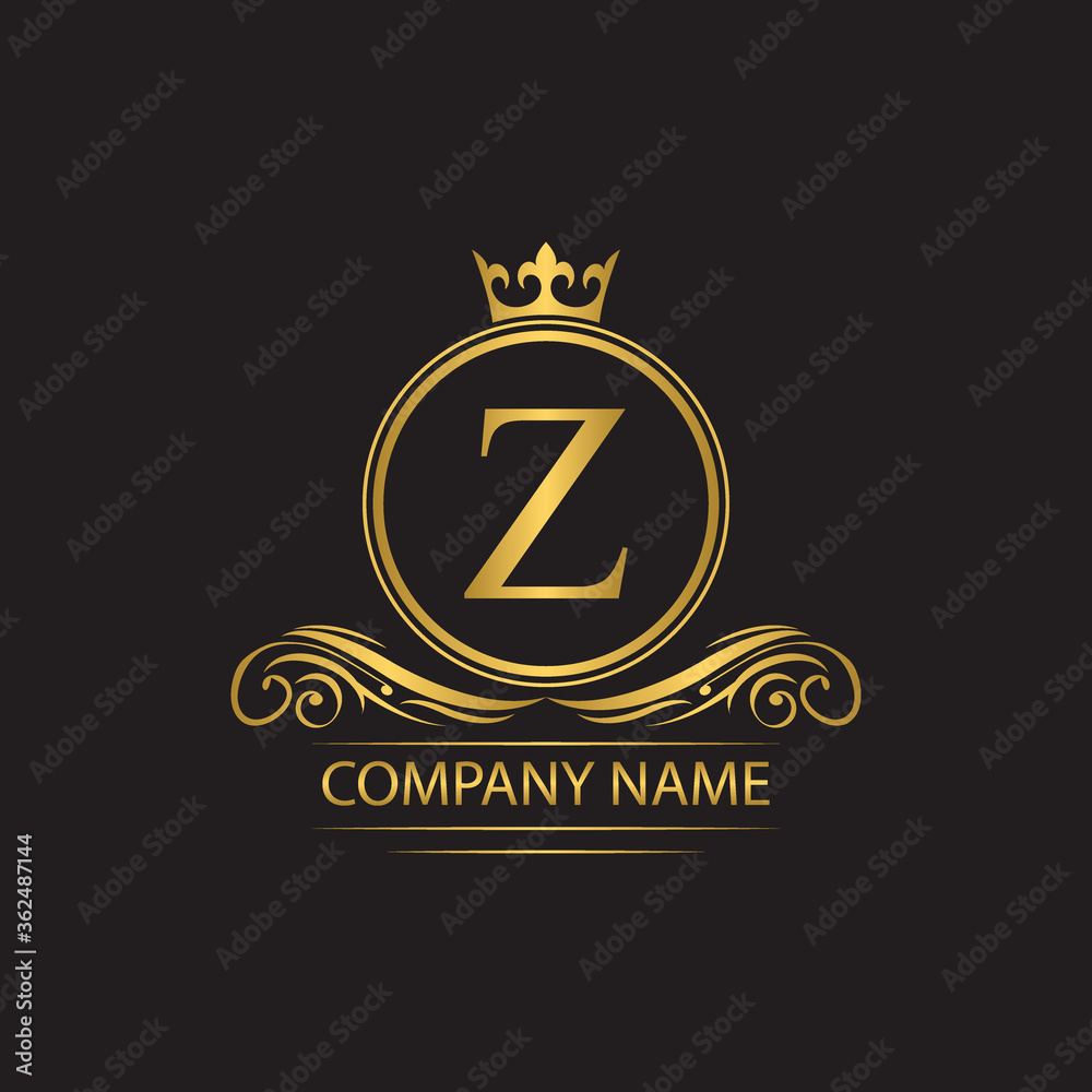 Golden letter Z template logo Luxury letter with crown. Monogram ...