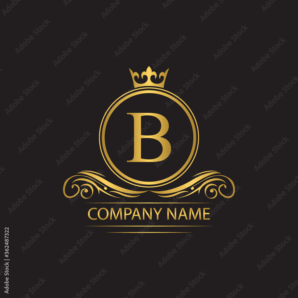 Golden letter B template logo Luxury letter with crown. Monogram ...